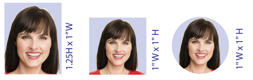 What is the industry standard photo size for an ID card or badge?